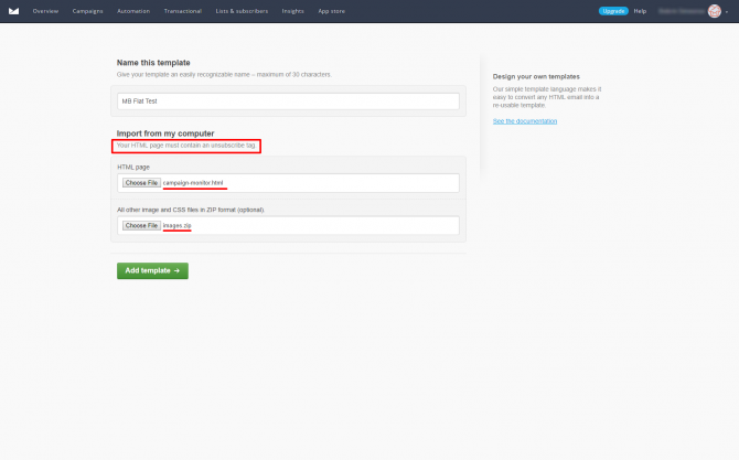 How to upload and edit a custom Campaign Monitor HTML email template ...